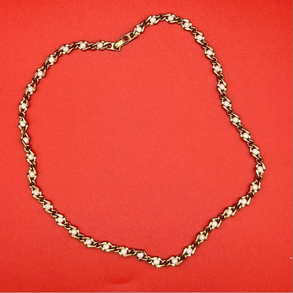 Jewelry | Vintage Chain With White Beads | Poshmark